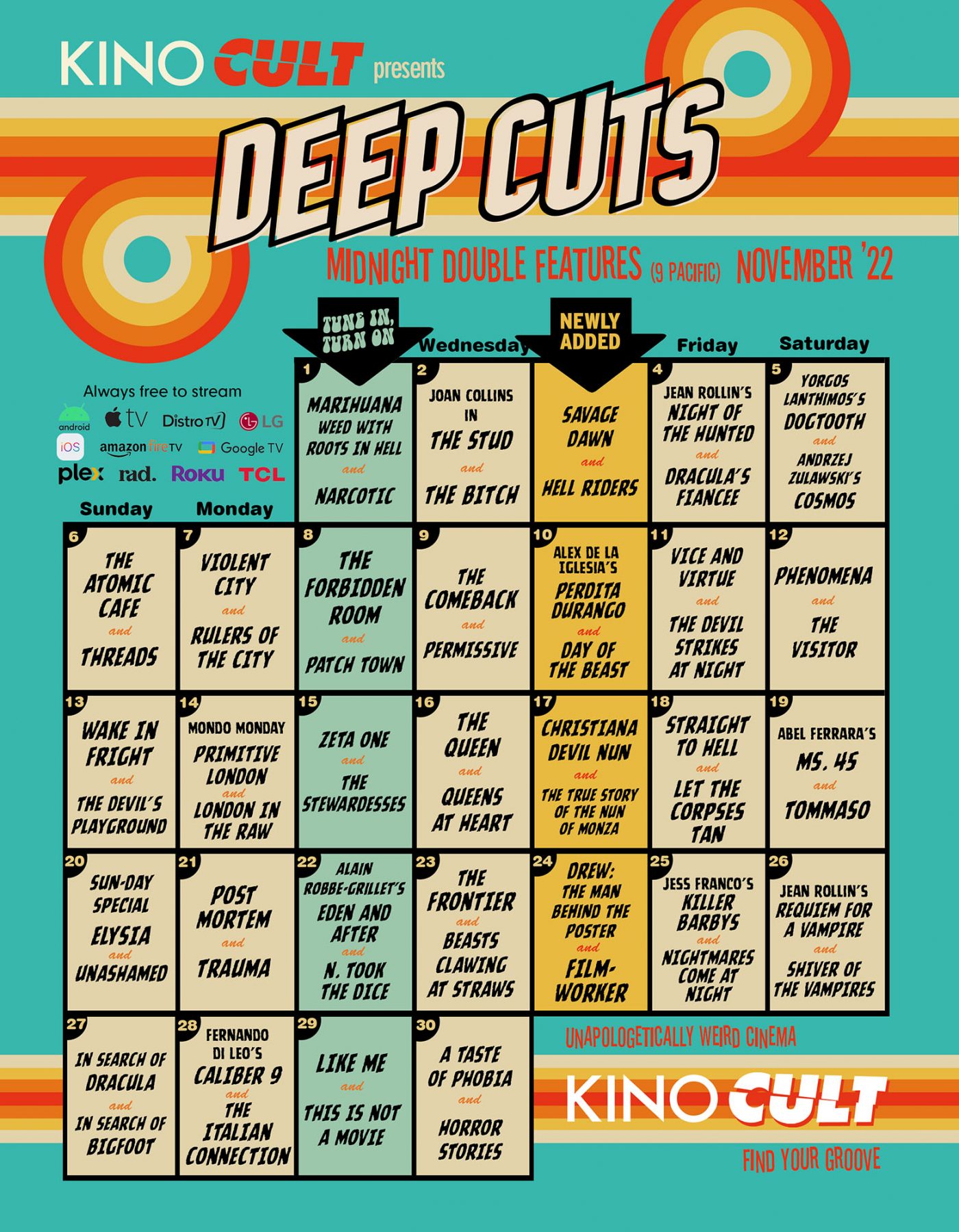 Kino Cult’s November Calendar is Up Now! - The Movie Elite